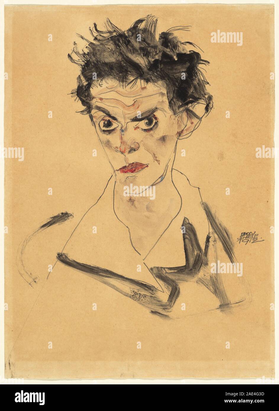 Self-Portrait; 1912date Egon Schiele, Self-Portrait, 1912 Stock Photo ...