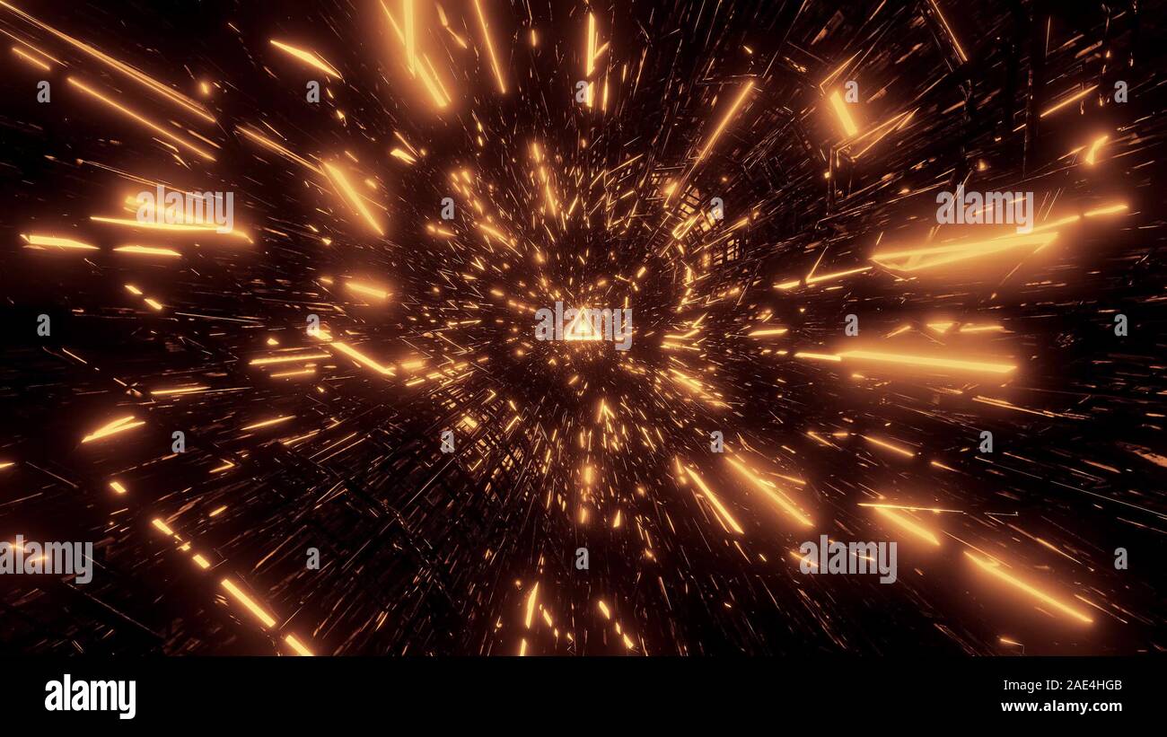 highly abstract desctroyed glowing 3d illustration with glowing ...