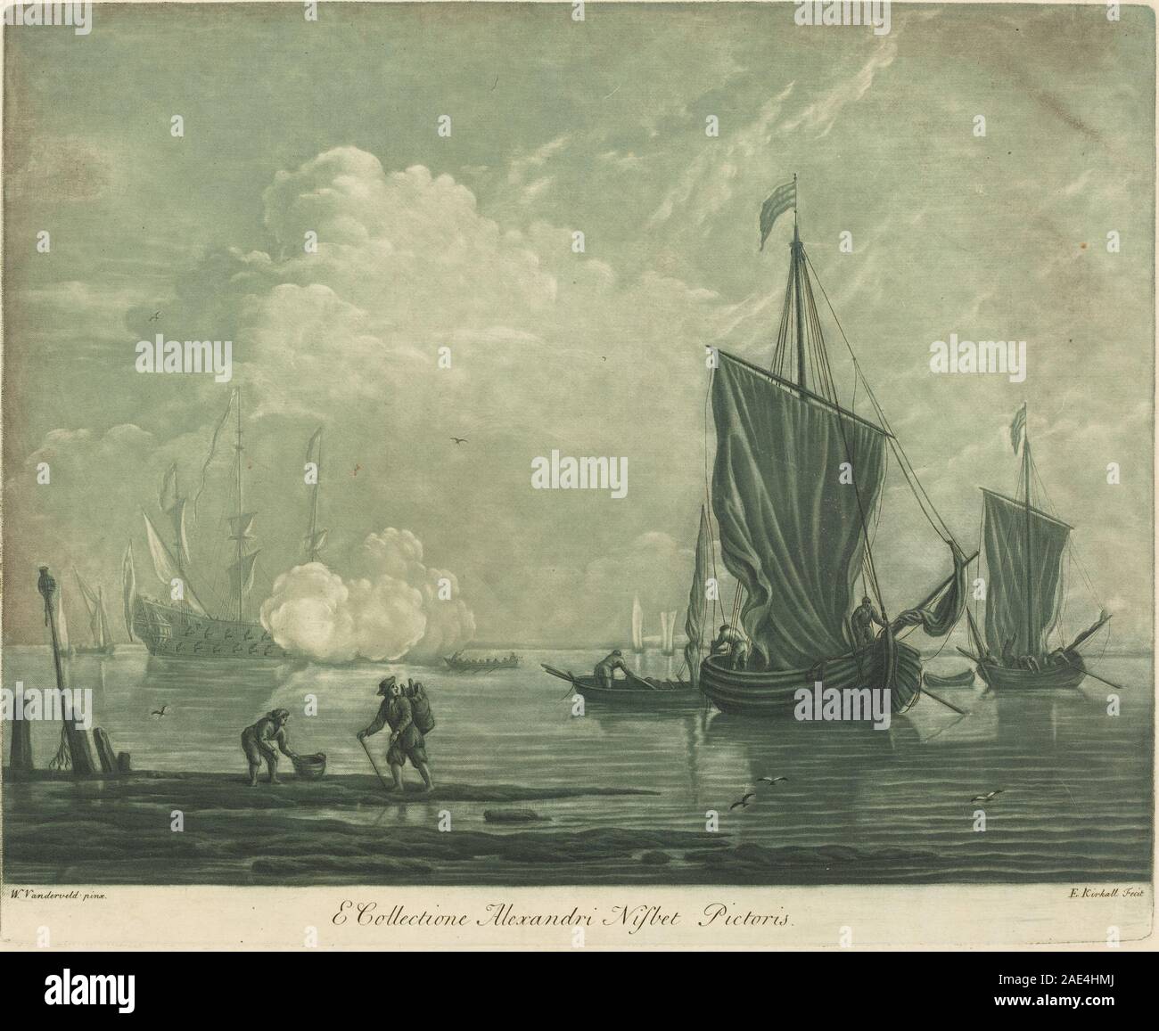 An engraving from the 1720s by Elisha Kirkall after Willem van de Velde ...