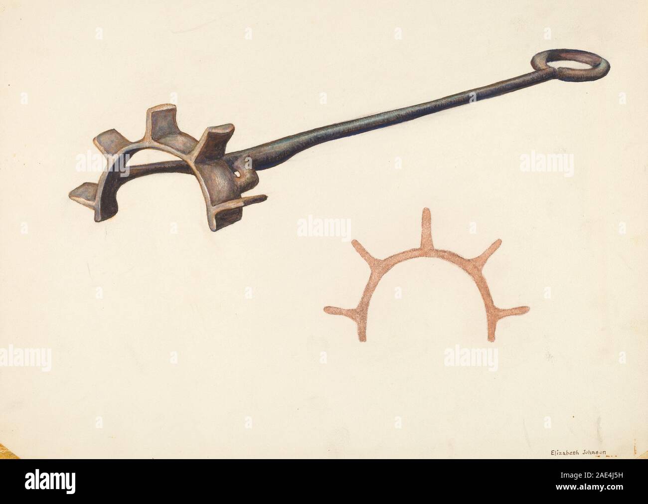 Branding Iron by Elizabeth Johnson, circa 1942, is a metal tool used ...