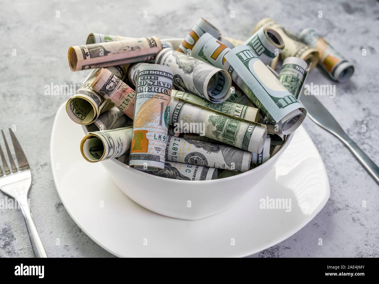 Rolled currency bill dollar bill face hi-res stock photography and ...