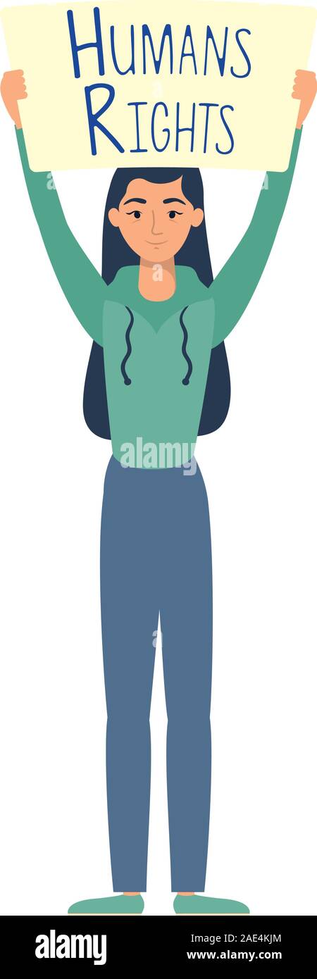 young woman with human rights label character Stock Vector Image & Art ...