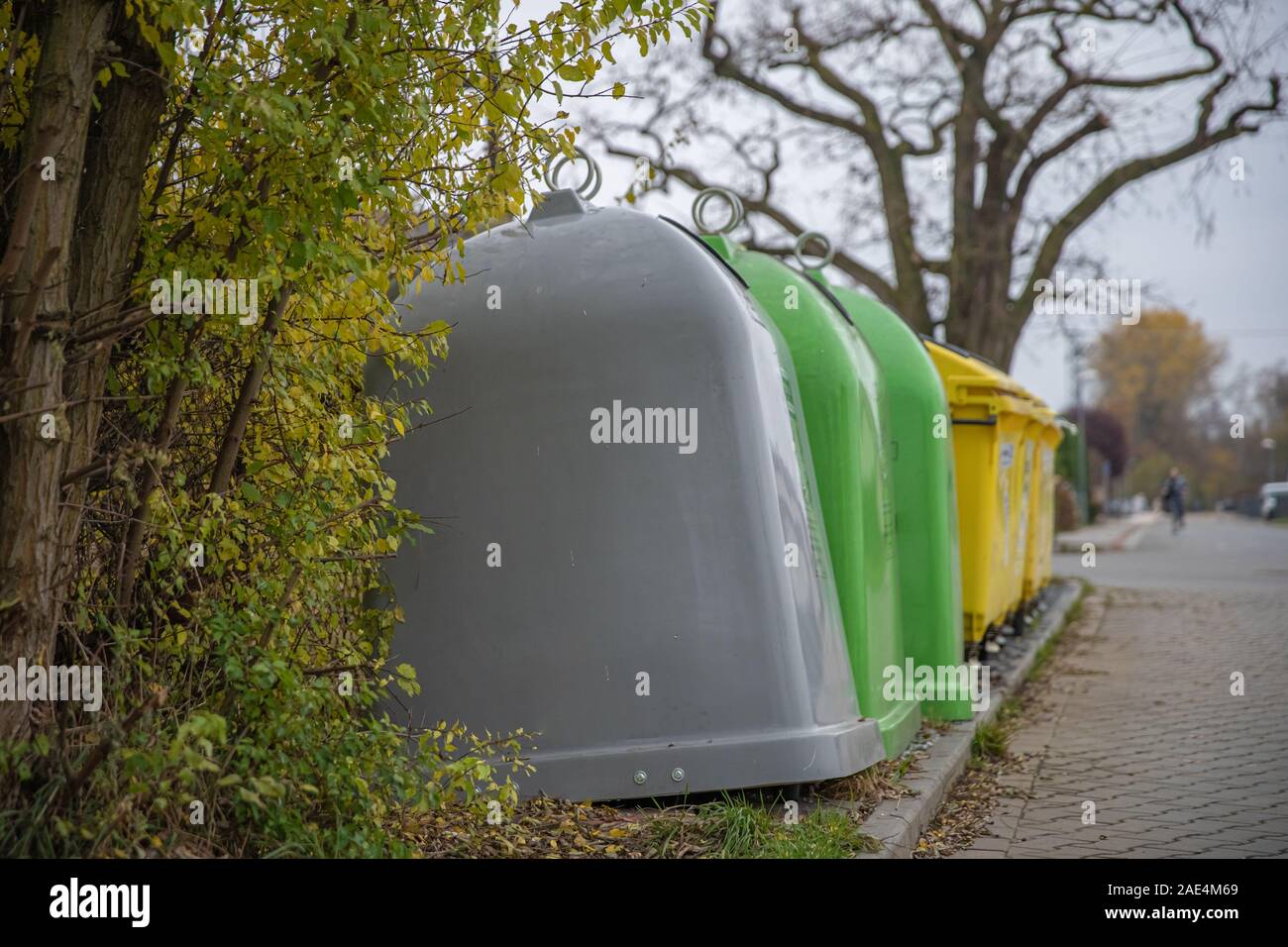 containers for sorting waste in the village Stock Photo - Alamy