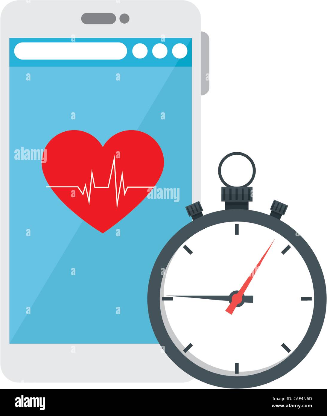 Isolated heart rate and smartphone vector design Stock Vector Image ...