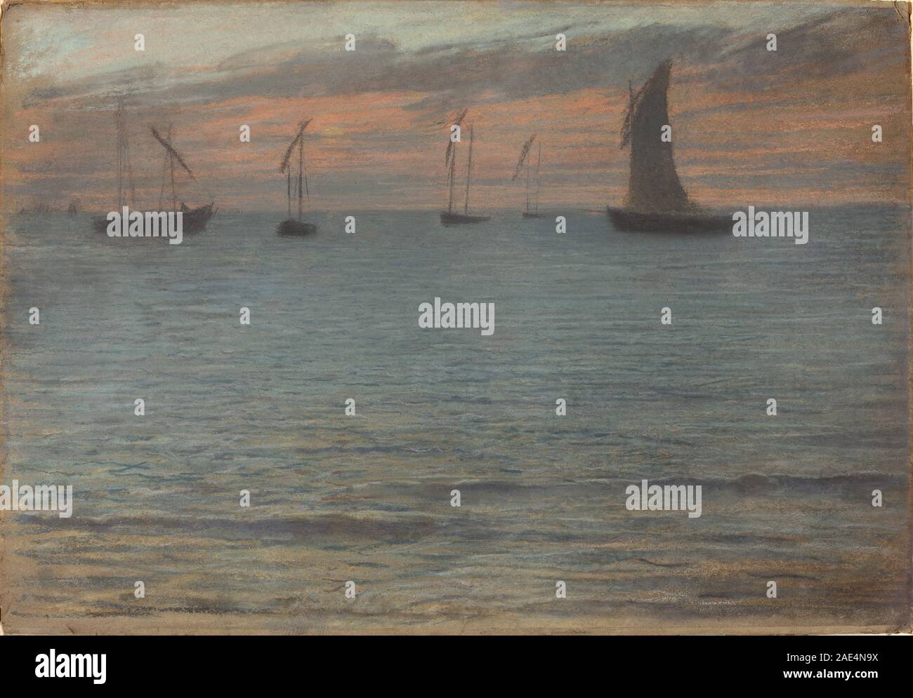 A painting from the 1880s by Ernest-Ange Duez depicting a coastal scene ...