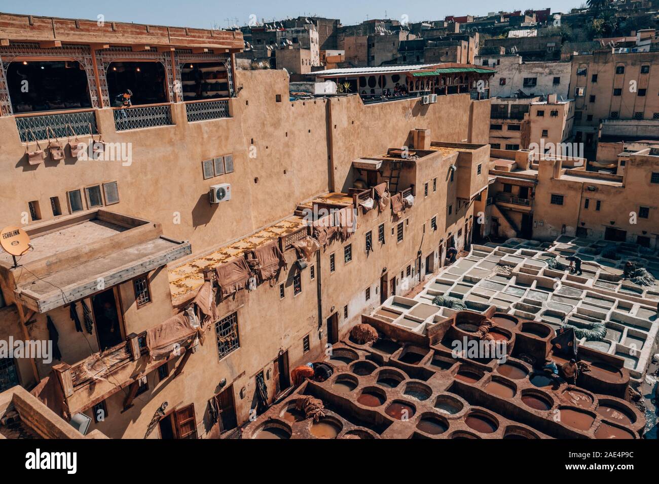 The famous colorful Chouara Tannery of the northern moroccan Fes Stock ...