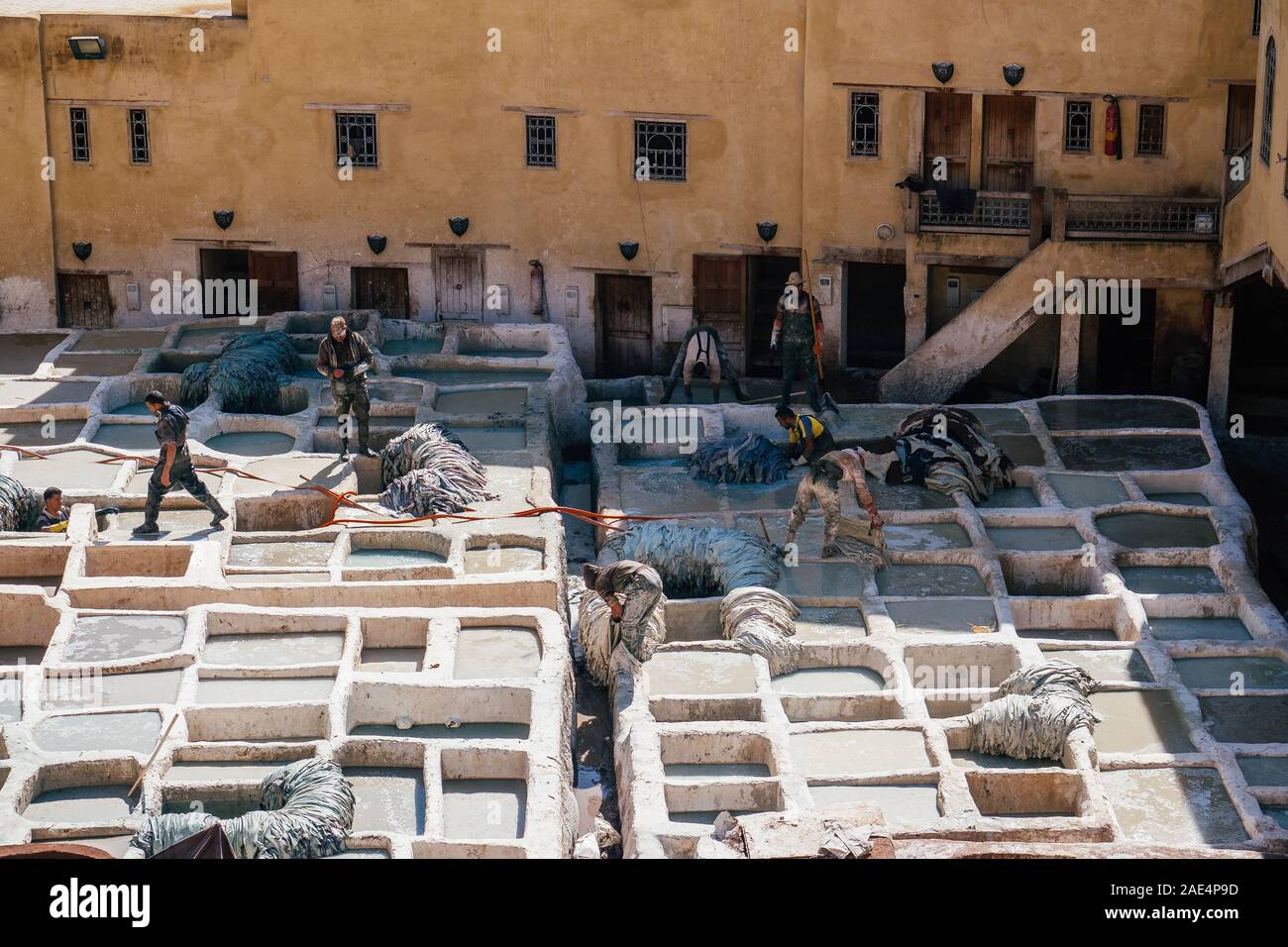 The famous colorful Chouara Tannery of the northern moroccan Fes Stock ...
