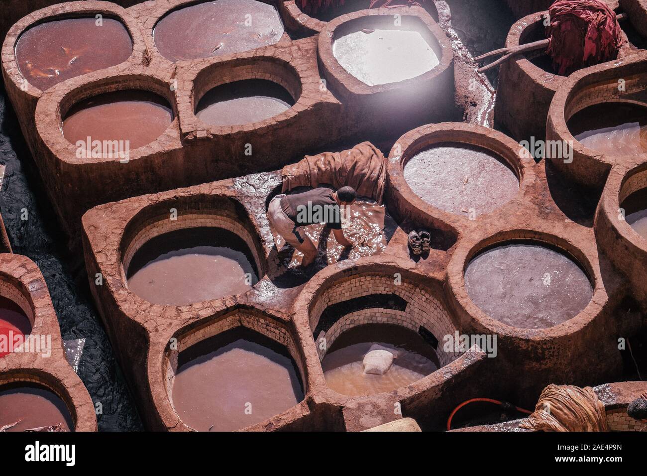 The famous colorful Chouara Tannery of the northern moroccan Fes Stock ...