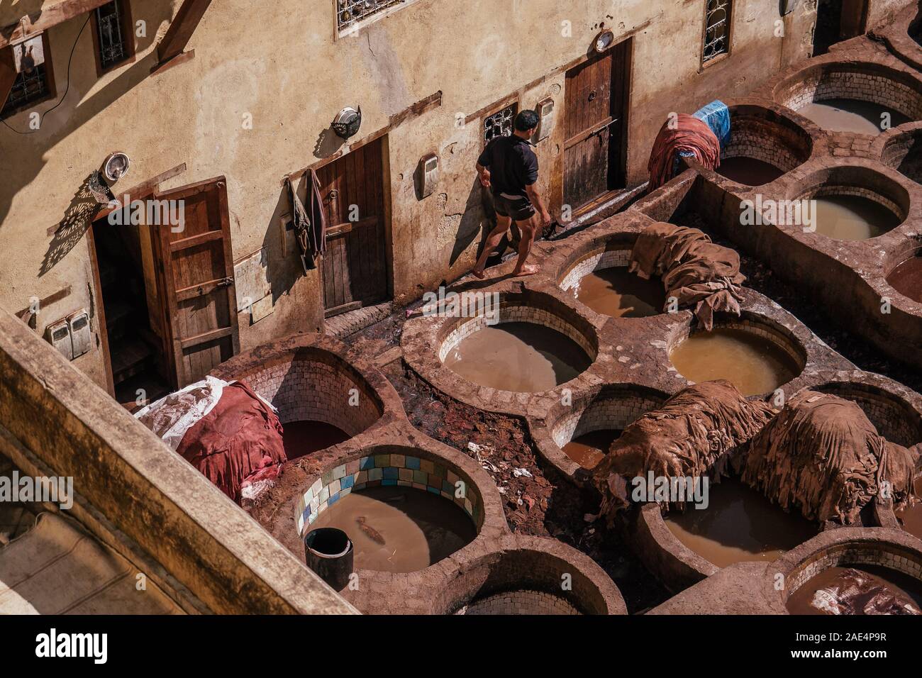 The famous colorful Chouara Tannery of the northern moroccan Fes Stock ...