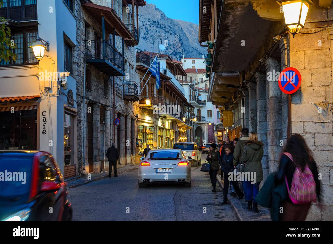 Scenic view of Arachova Village. Arachova is famous for its panoramic ...