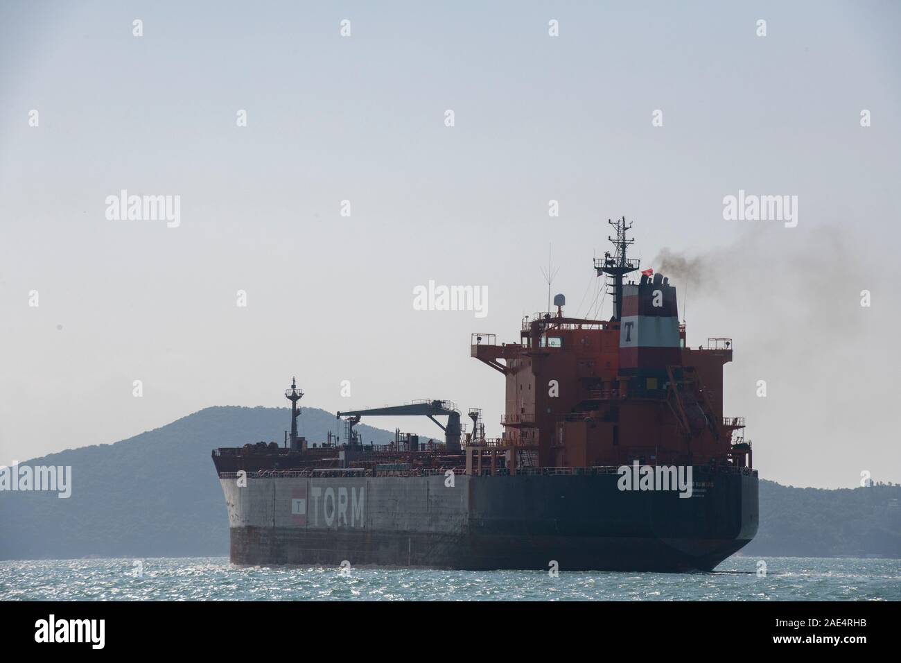A huge, industrial ship in the shipping lanes outside Aberdeen Harbour ...