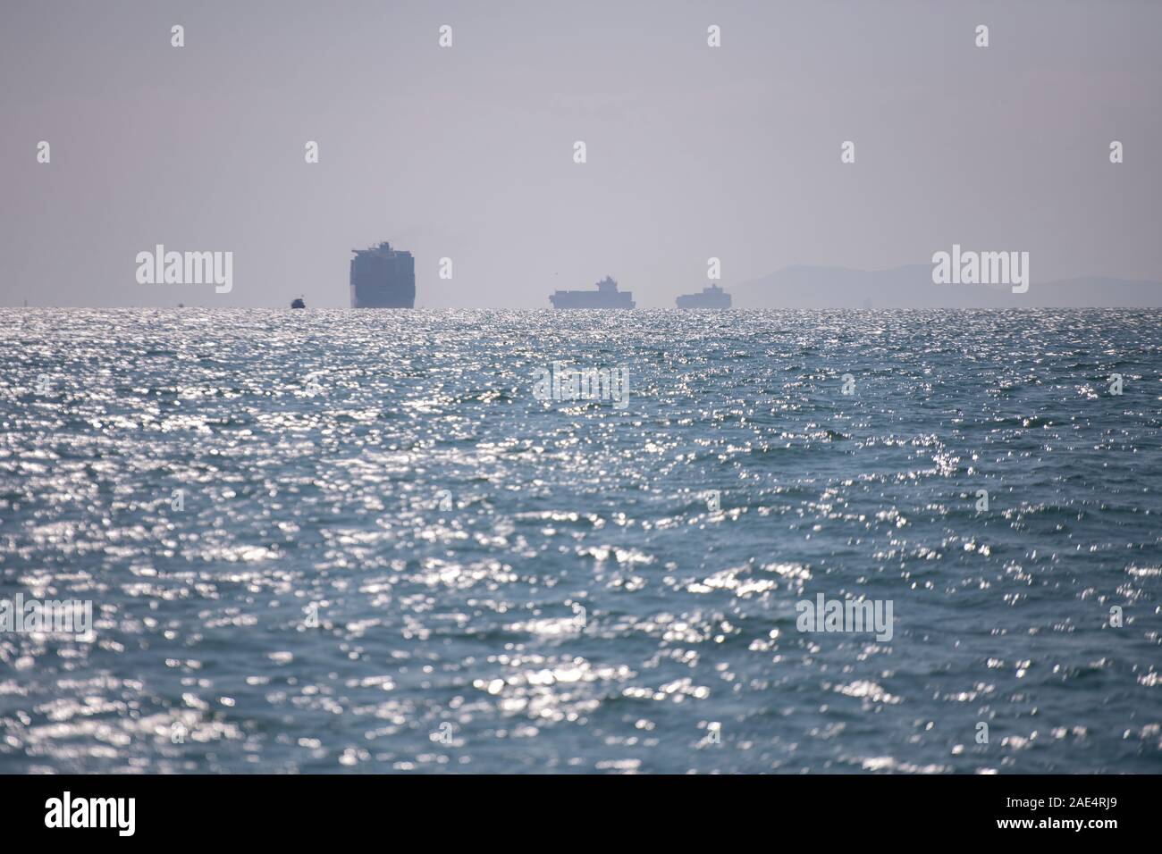 A huge, industrial ship in the shipping lanes outside Aberdeen Harbour ...