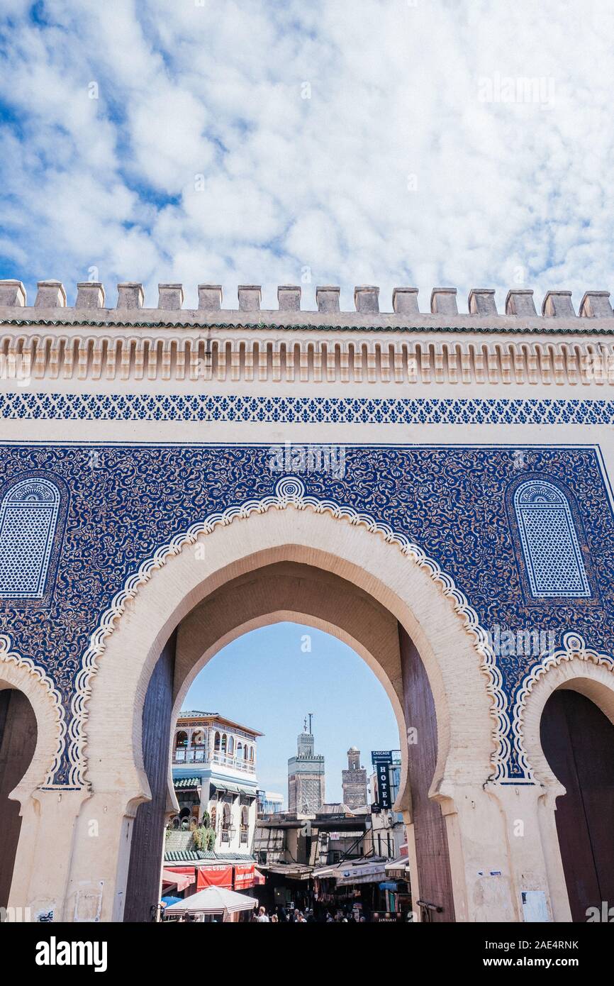 Bab Bou Jeloud - the blue gate of Fez, Morocco Stock Photo - Alamy