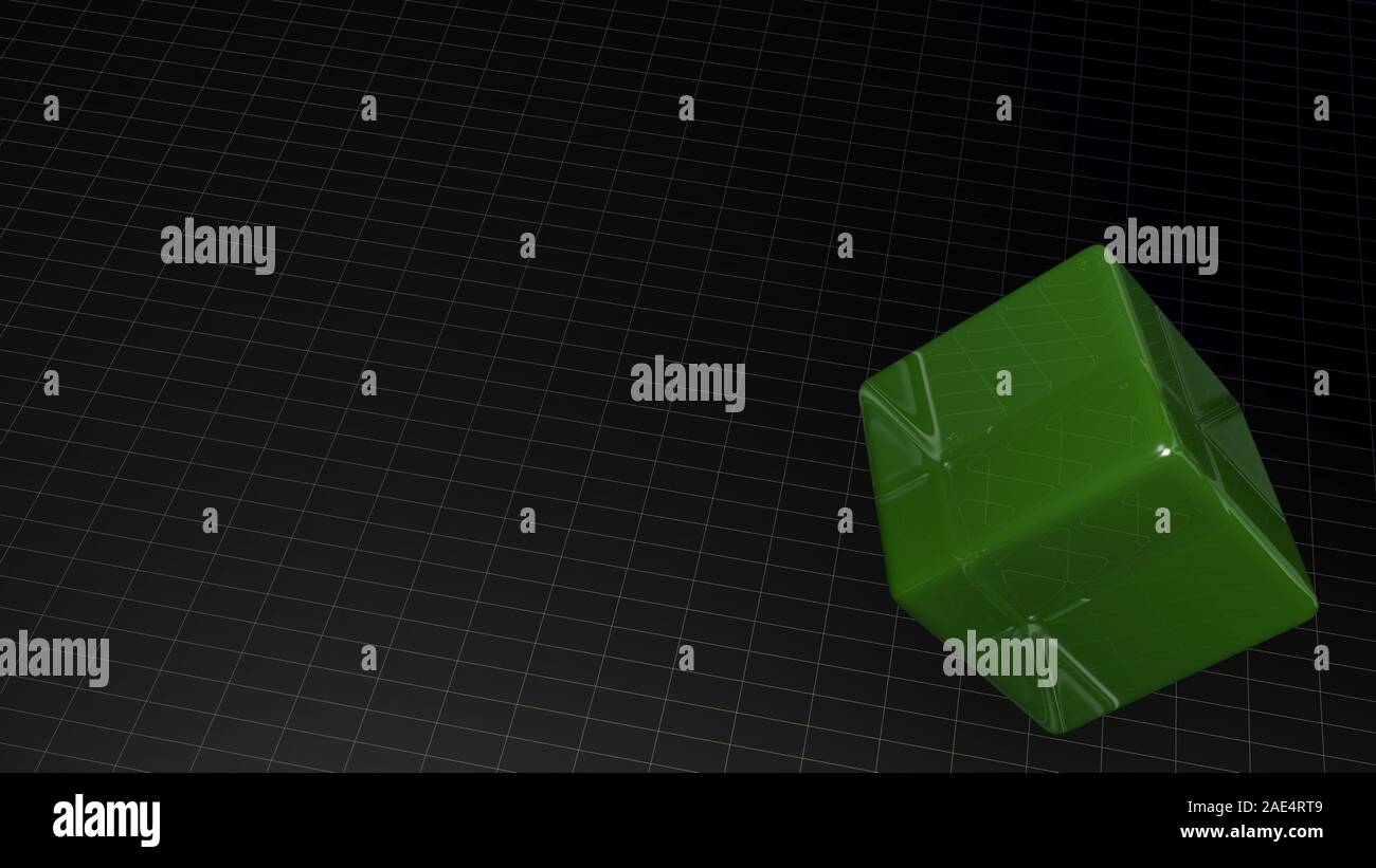 Green glass cube on black background - 3D rendering illustration Stock ...