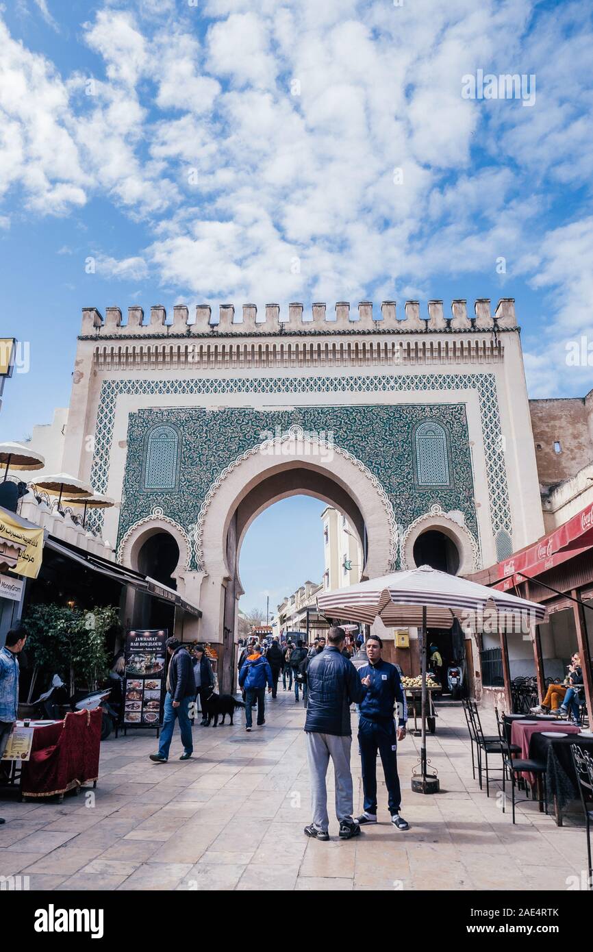 Bab Bou Jeloud - the blue gate of Fez, Morocco Stock Photo - Alamy