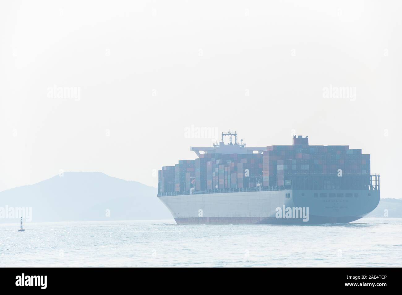 A huge, industrial ship in the shipping lanes outside Aberdeen Harbour ...