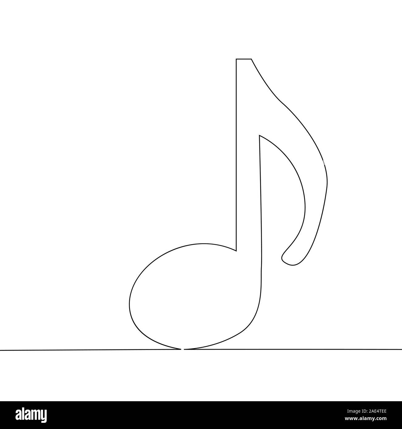 whole note illustration with single one continuous line art drawing ...