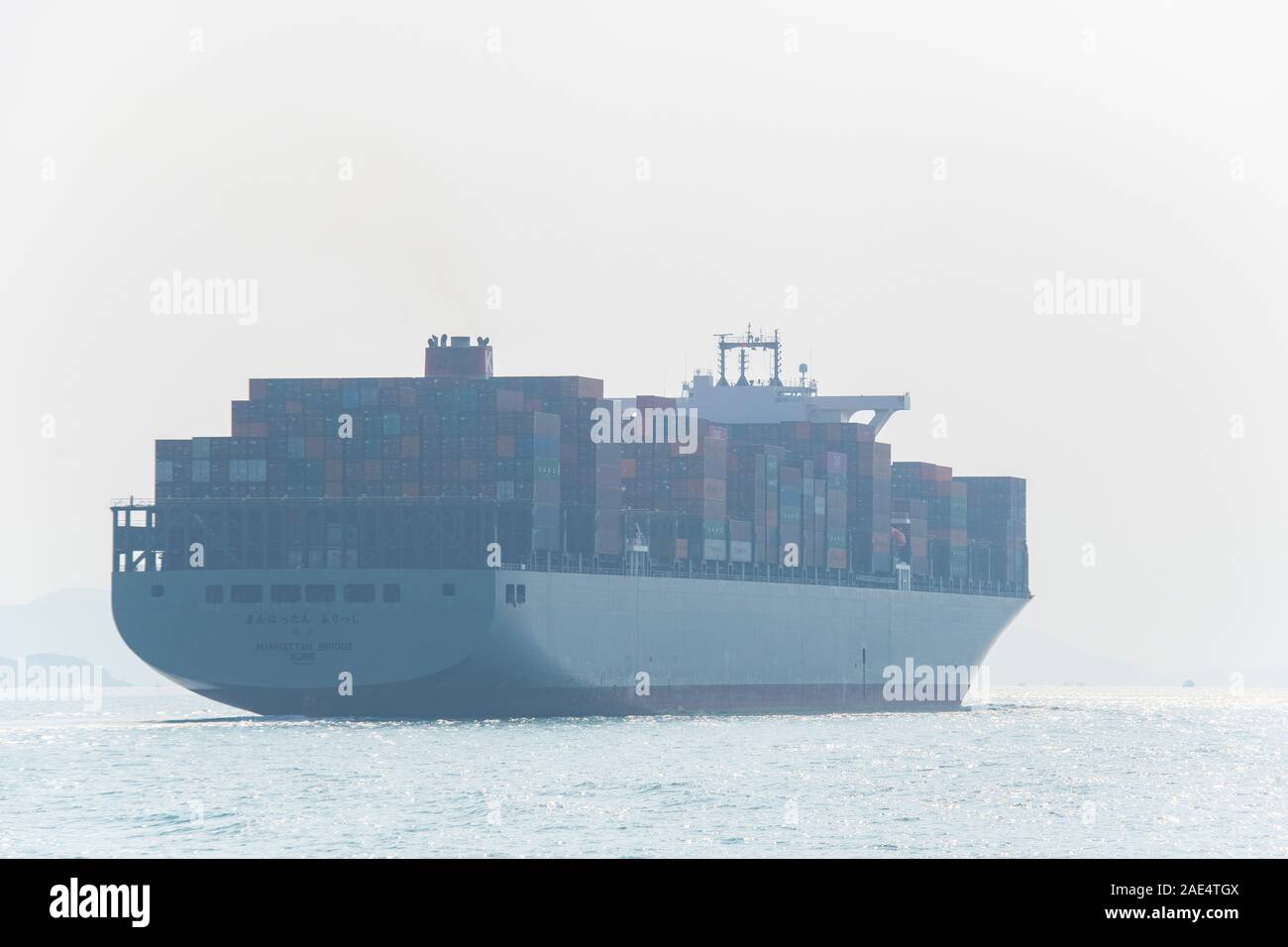A huge, industrial ship in the shipping lanes outside Aberdeen Harbour ...