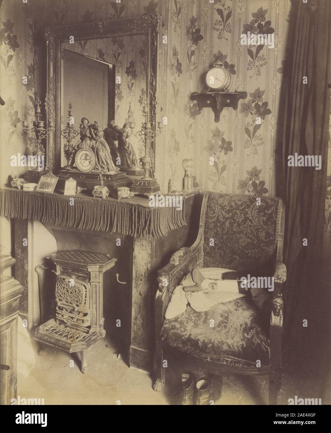 A 1909-1910 photograph by Eugène Atget depicting the interior of a ...