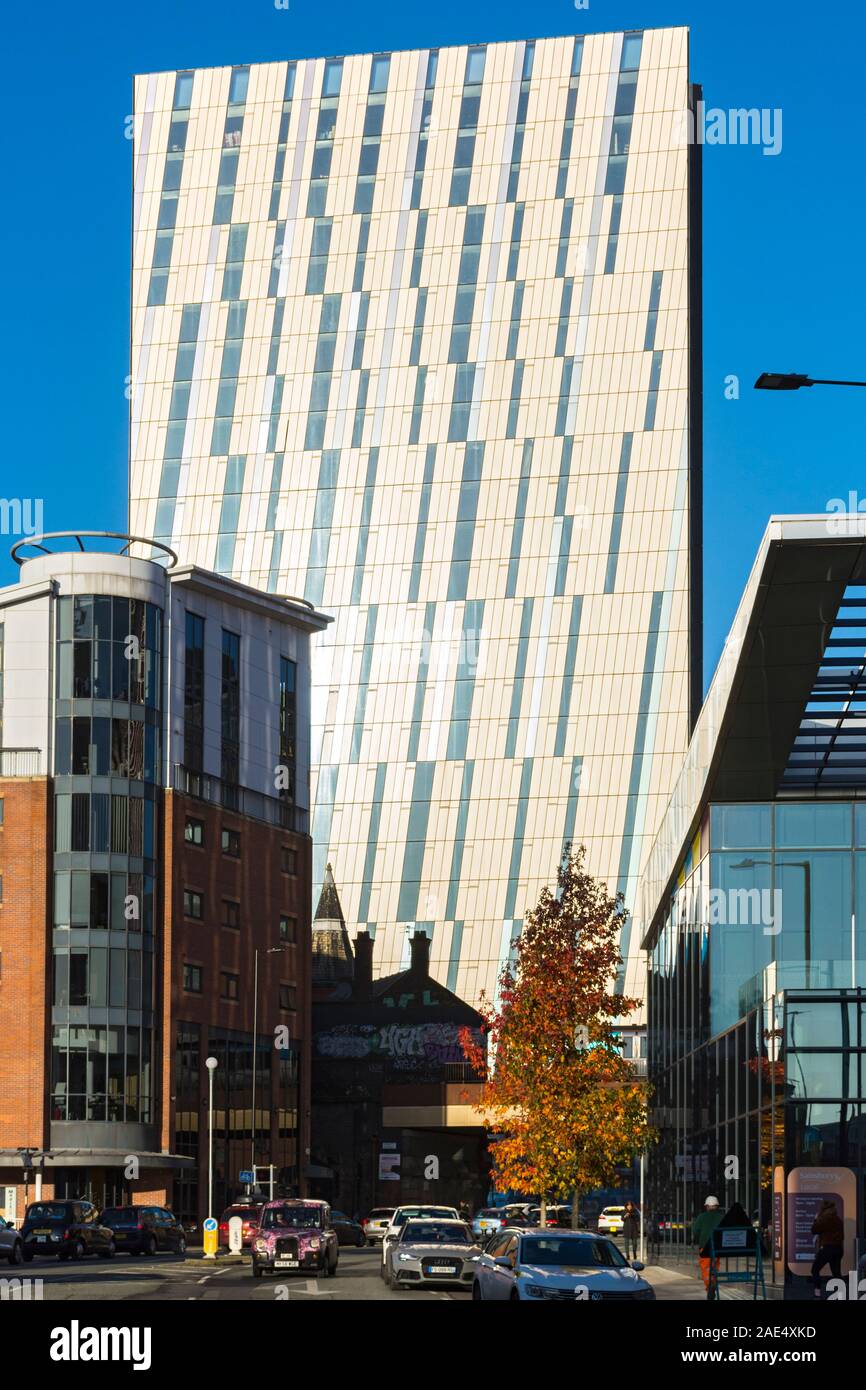The Axis Tower apartment block from Medlock Street, Manchester, England ...