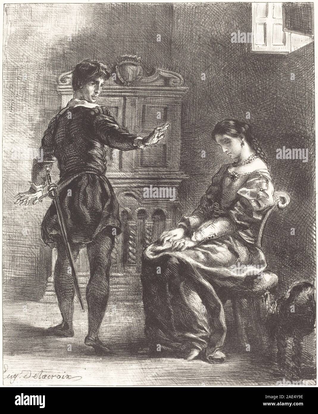 Hamlet and Ophelia (Act III, Scene I); 1834/1843 Eugène Delacroix ...
