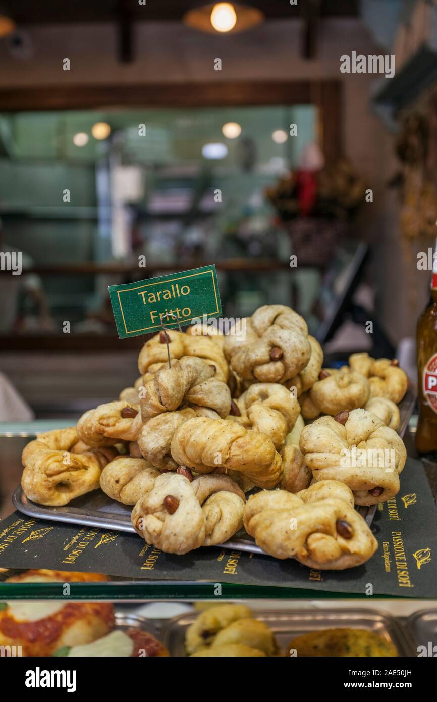Fried Tarallo, an Italyan Salted Biscuit, and beer, Street food from ...