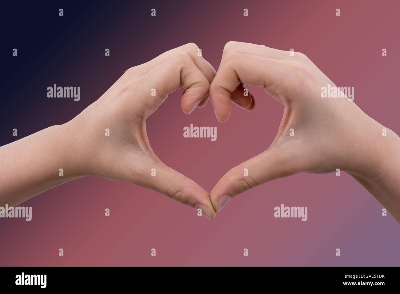 Hand making a heart shape on a white background Stock Photo - Alamy