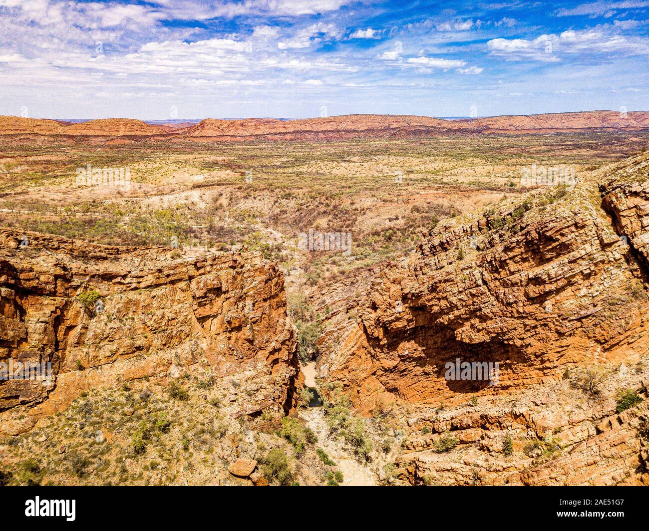 An aerial shot of the area surrounding Serpentine Gorge. This is a ...