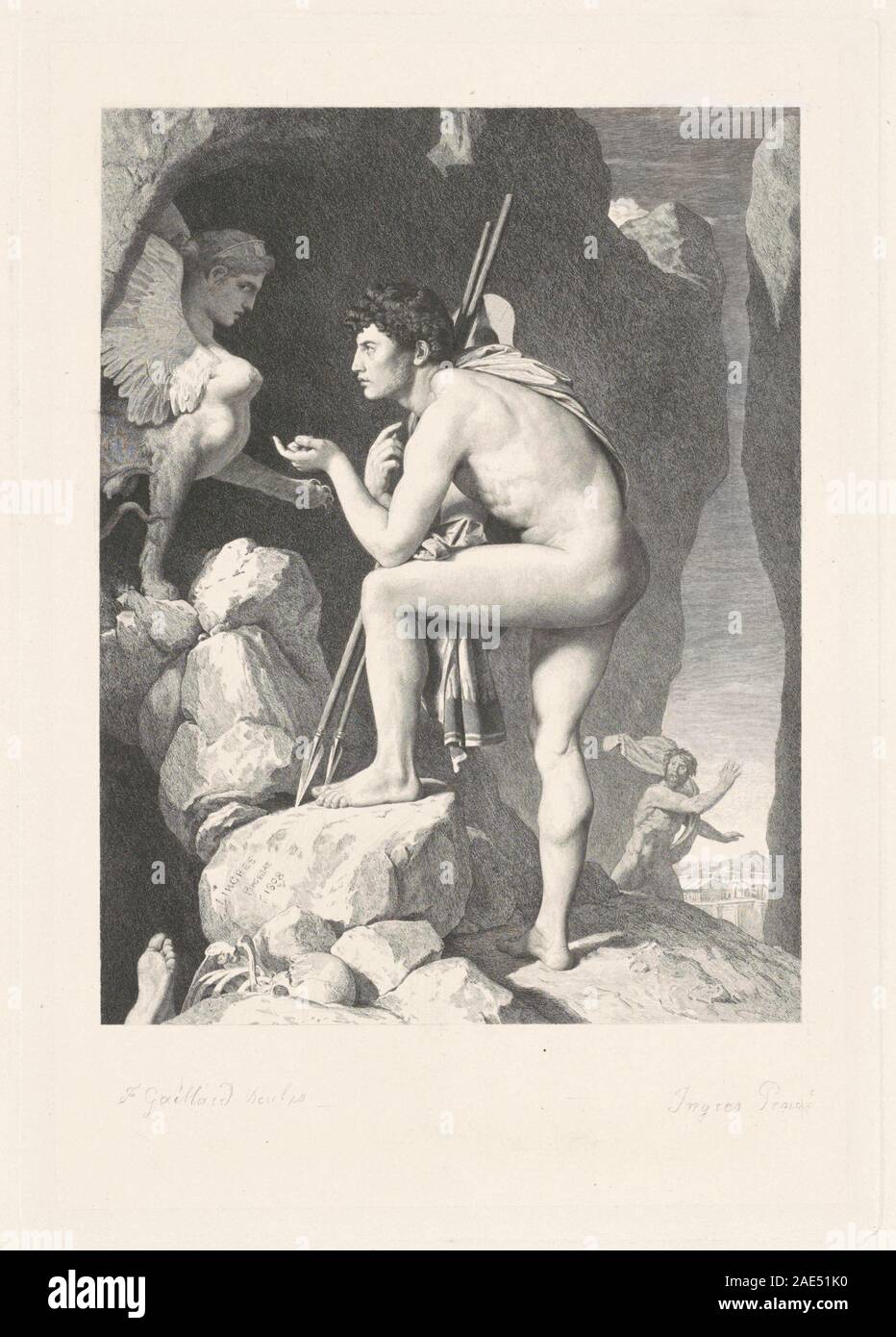 Oedipus (Oedipe) by Ferdinand Gaillard, after Ingres, 1876, illustrates ...