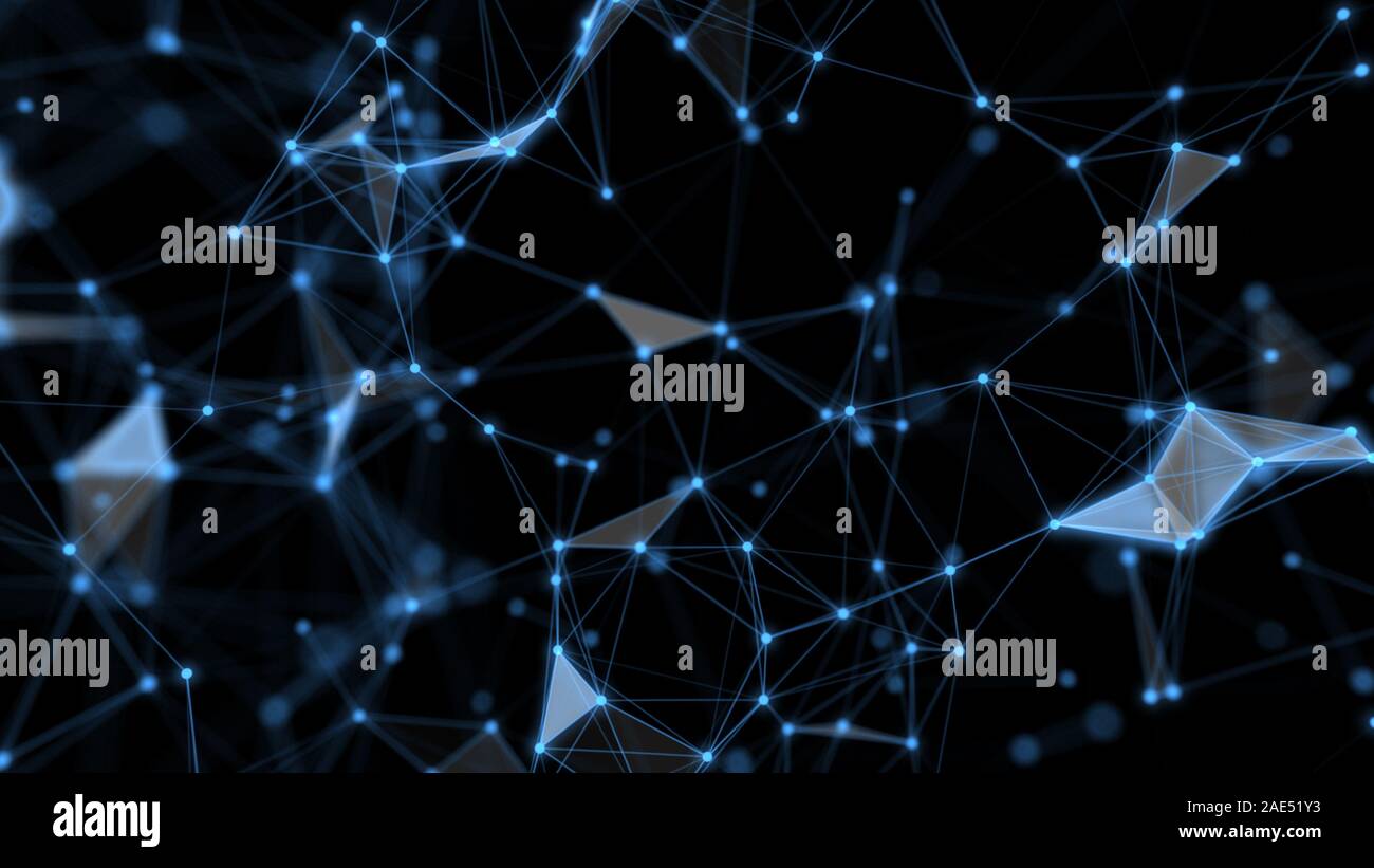 Technology network and communication with line and dot moving with ...