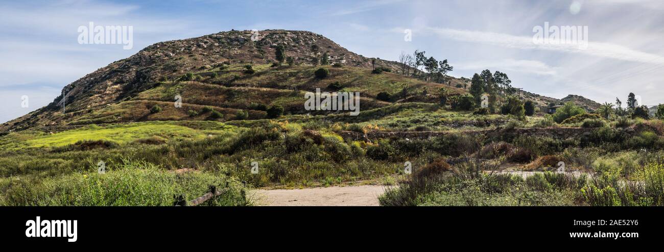 terraced-looking hillside along coast to crest trail at san pasqual ...