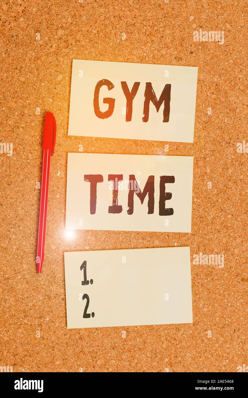 Conceptual hand writing showing Gym Time. Concept meaning a motivation ...