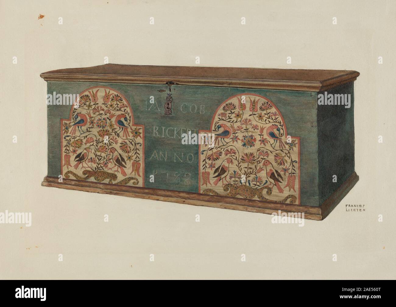 Pa. German Chest; circa 1938 date Frances Lichten, Pa German Chest, c ...