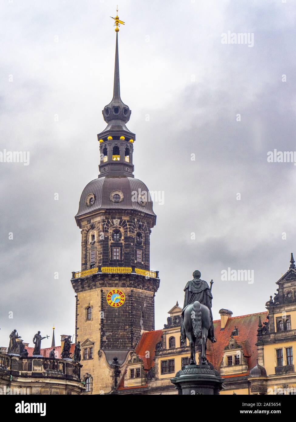 Tower and spire of Dresden Castle Dresden Saxony Germany Stock Photo ...