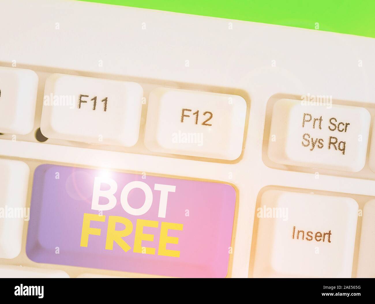 Writing note showing Bot Free. Business concept for a computer program that works automatically ...