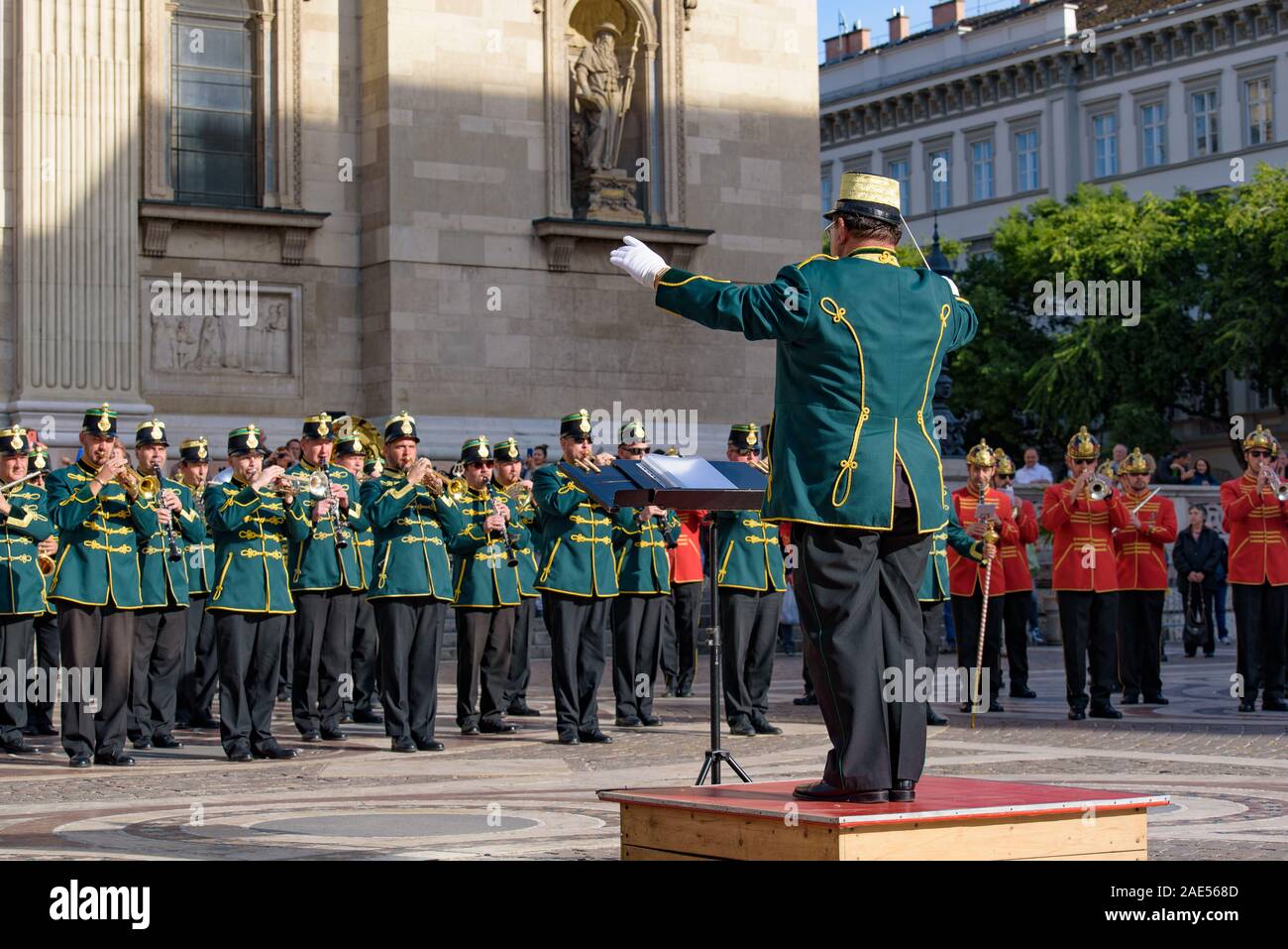 Music performance by Hungarian military band in front of St. Stephen's ...