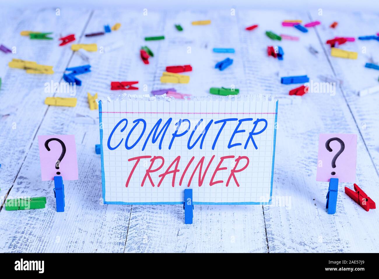 Conceptual hand writing showing Computer Trainer. Concept meaning instruct and help users ...