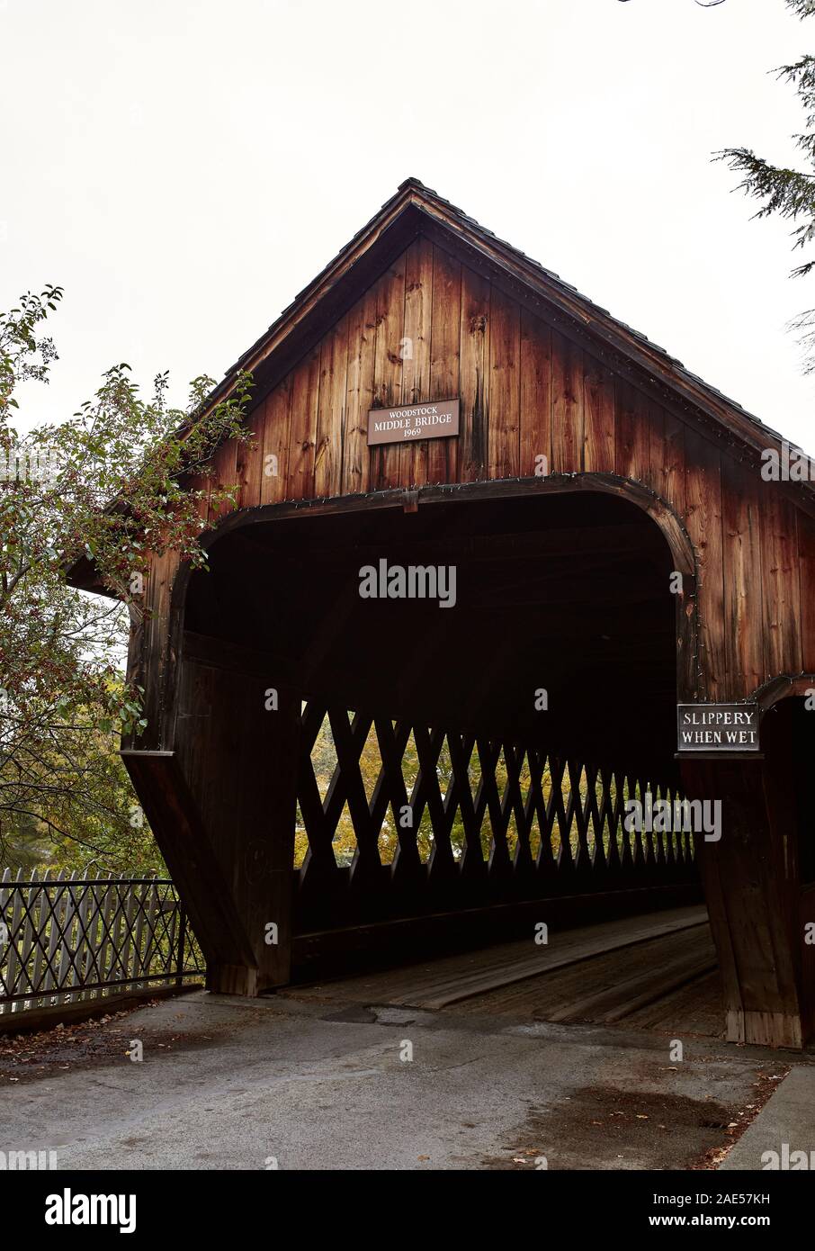 Middle Covered Bridge on a cold Fall day in the New England town of ...