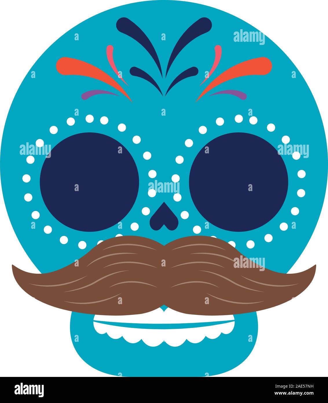 traditional mexican skull head with mustache Stock Vector Image & Art ...