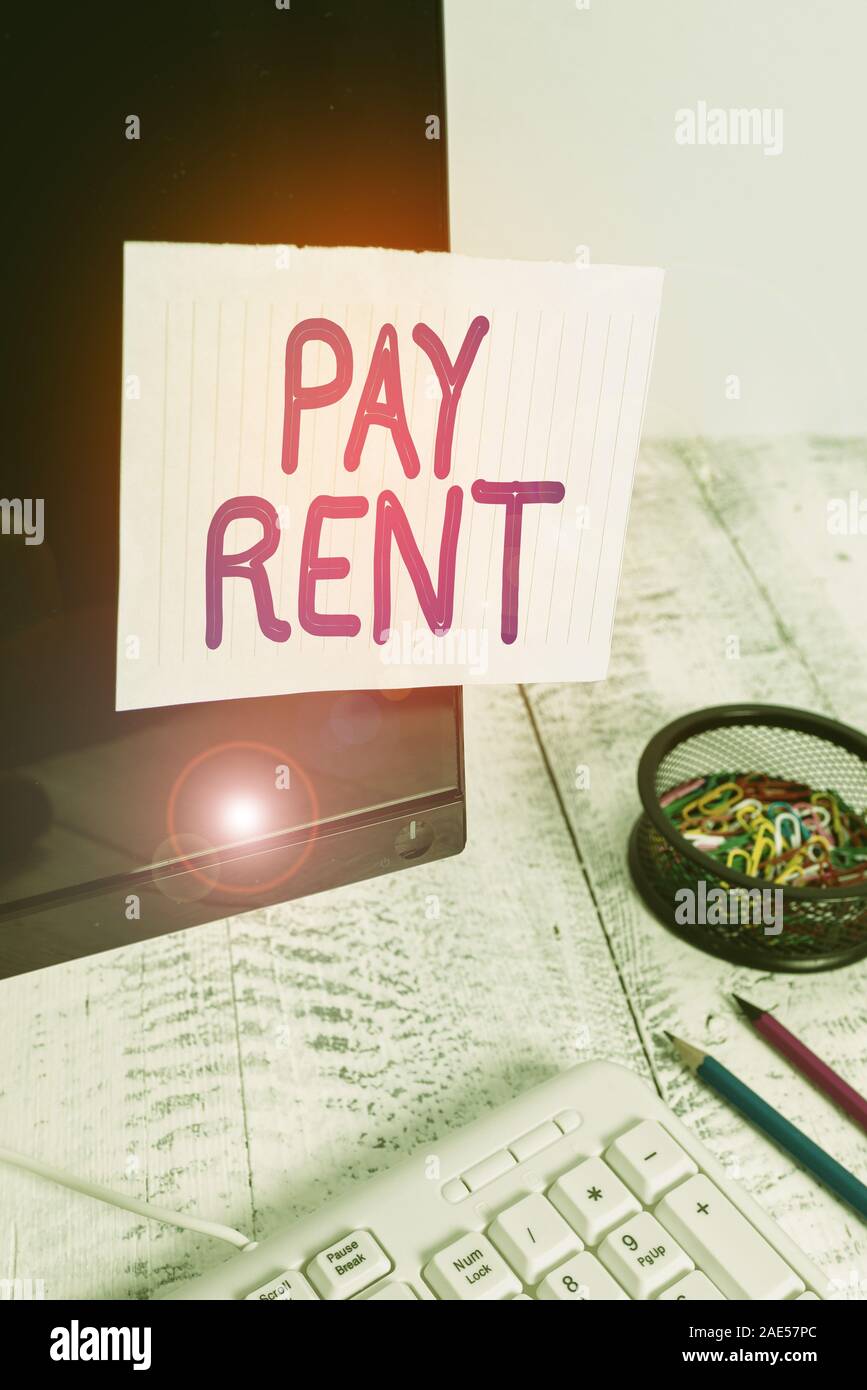 Conceptual hand writing showing Pay Rent. Concept meaning To pay money ...