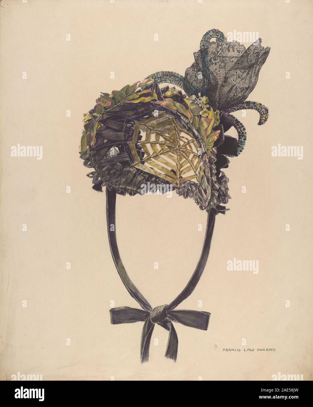 A women's bonnet designed by Francis Law Durand around 1938, featuring ...