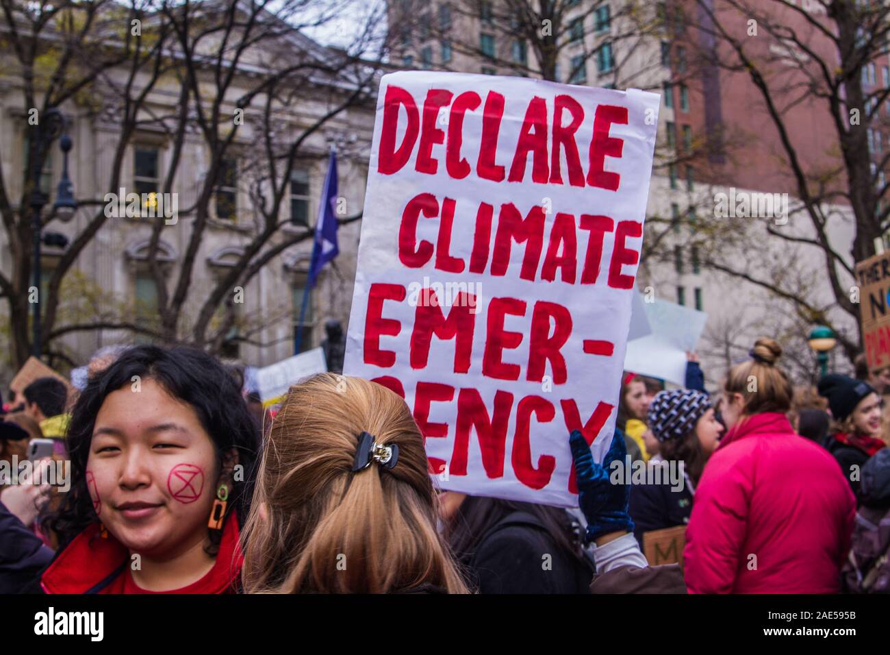 NYC Student held a climate demonstration in City Hall Park demanding ...