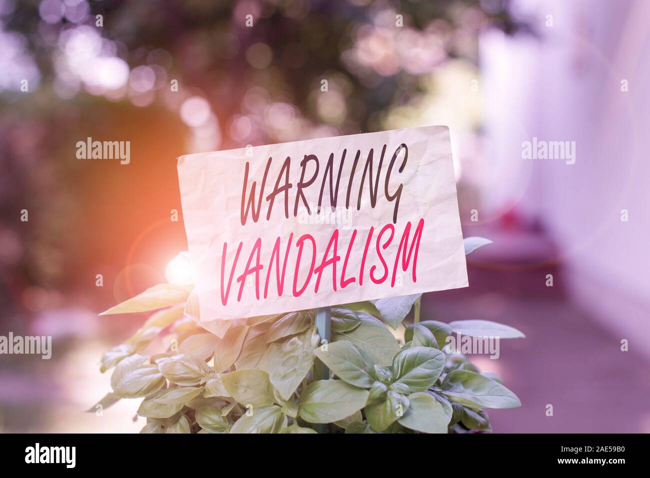 Word writing text Warning Vandalism. Business photo showcasing ...