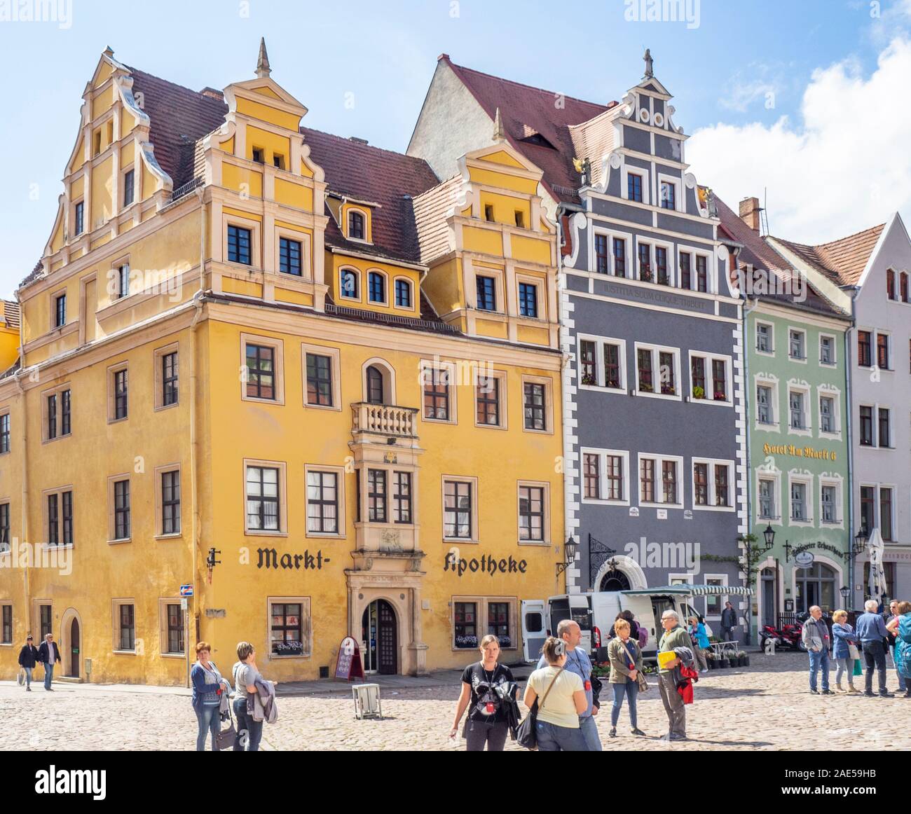 Tourists in Markt Platz and the Rathaus Town Hall Meissen Saxony ...