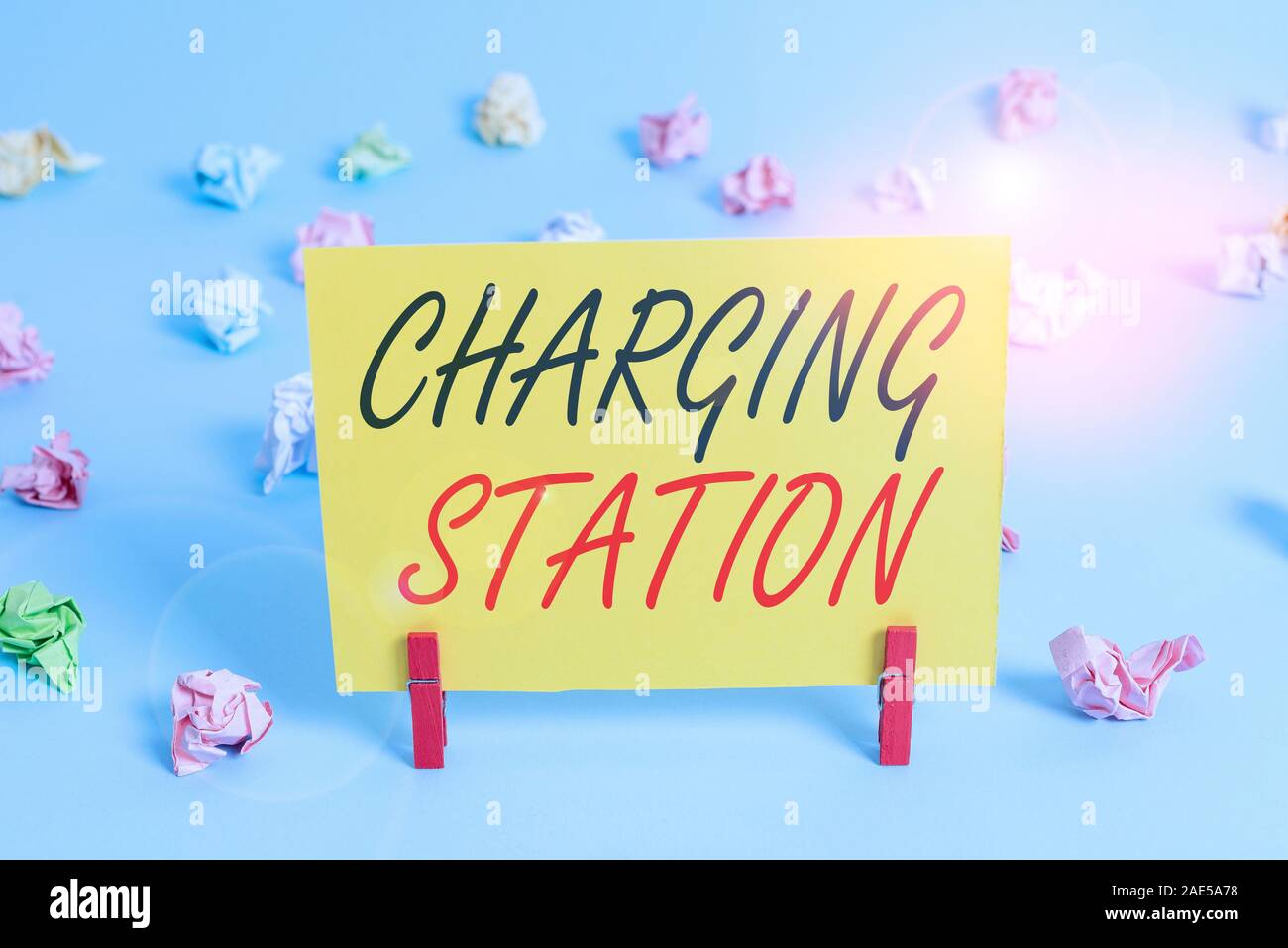 Text sign showing Charging Station. Business photo text places where ...