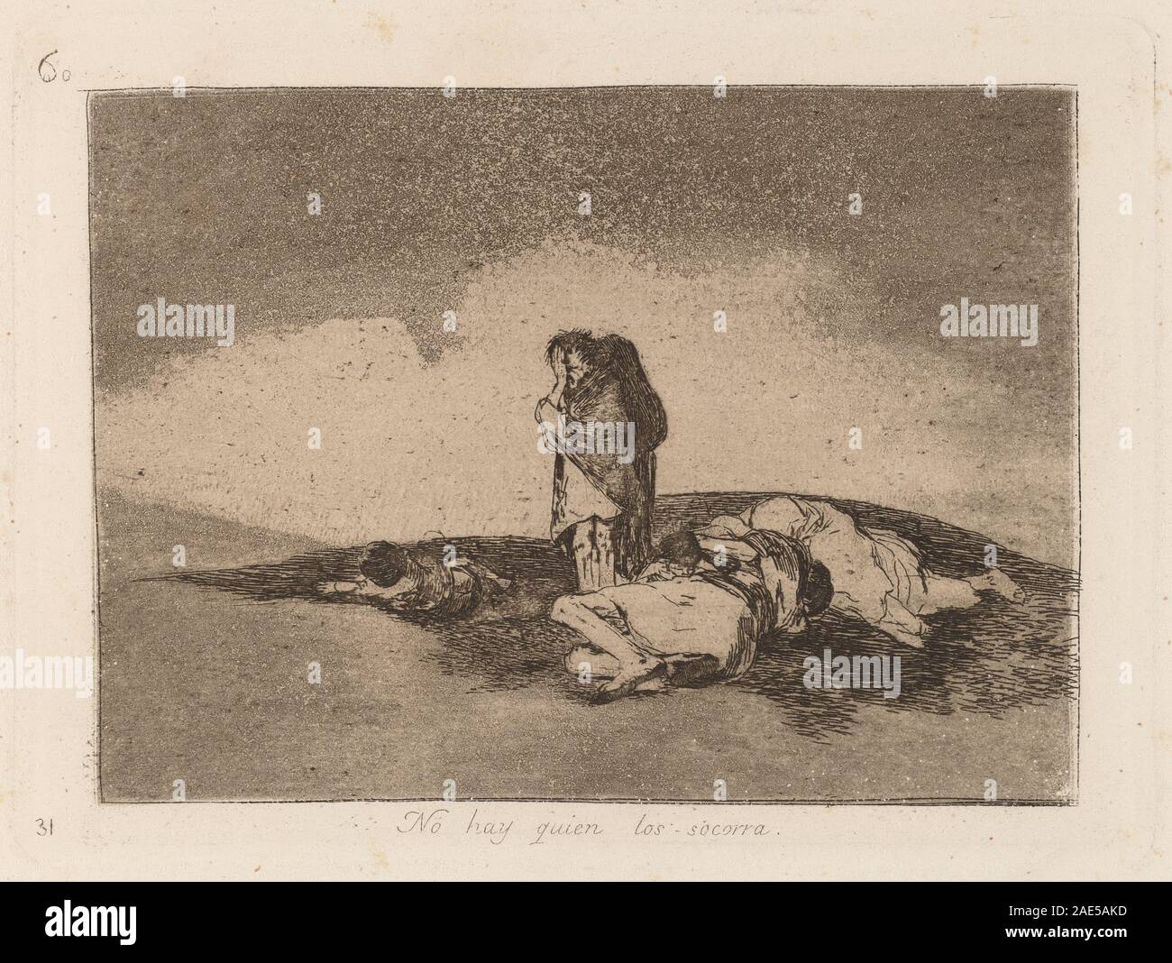 Etching and aquatint by Francisco de Goya circa 1812 depicting human ...
