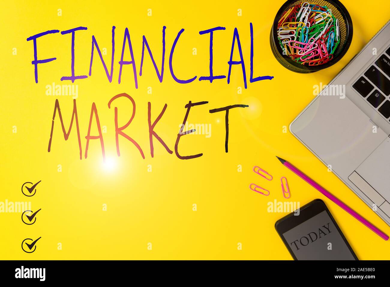 Text sign showing Financial Market. Business photo showcasing market in ...