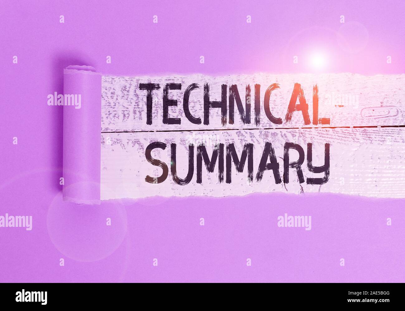 Writing note showing Technical Summary. Business concept for includes ...