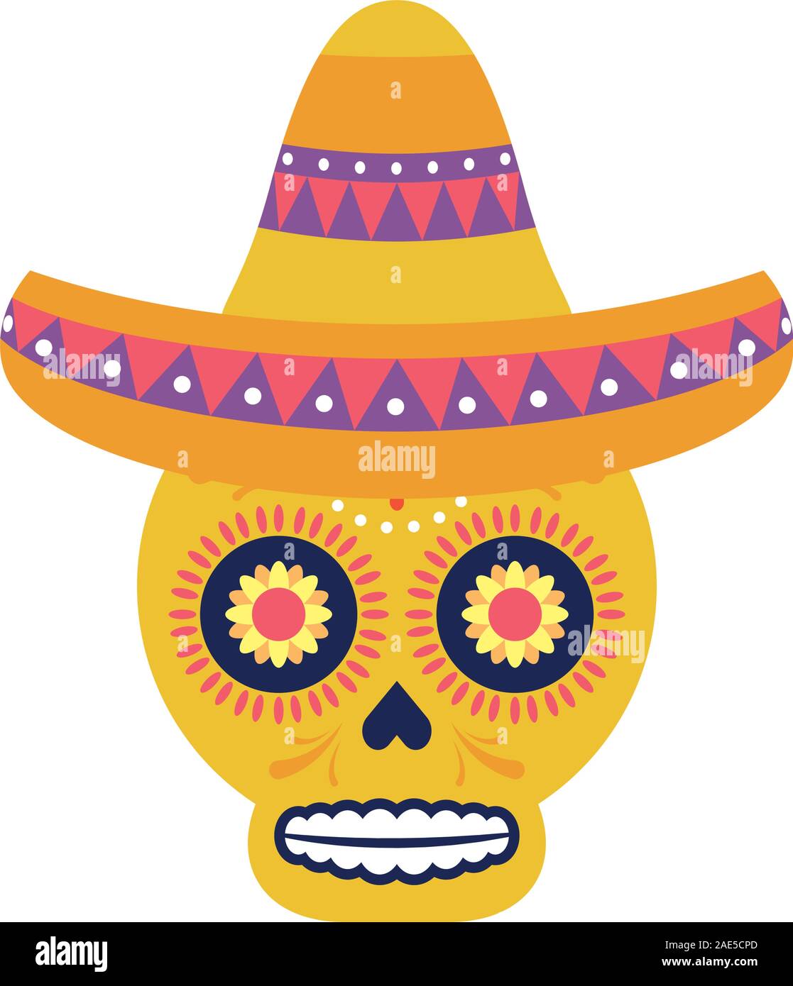 skull head with traditional mexican hat Stock Vector Image & Art - Alamy