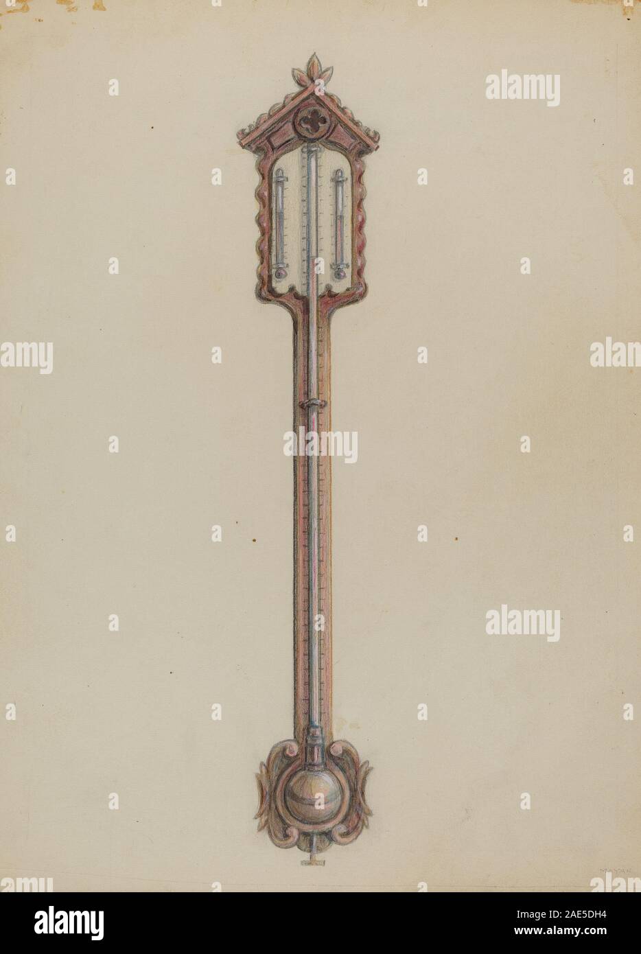 Thermometer made circa 1936 by Franklin C. Moyan, featuring a graduated ...